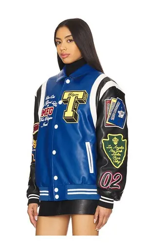True Religion Color Block Puffer Bomber Jacket
