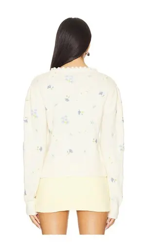 Majorelle Talia Embroidered Floral Cardigan - Ivory