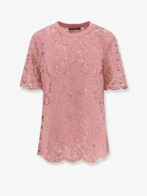 Dolce & Gabbana Floral Lace Top - Pink