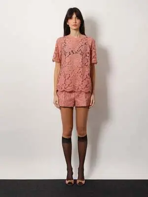 Dolce & Gabbana Floral Lace Top - Pink