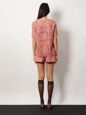 Dolce & Gabbana Floral Lace Top - Pink