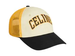 Celine Cotton Garbadine Baseball Cap With Embroidery - Vanilla/yellow/black