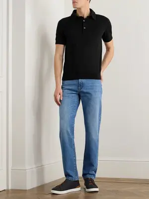Zegna Slim-fit Cotton Polo Shirt - Black