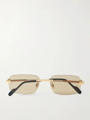CARTIER Rimless Rectangular Sunglasses - Brown