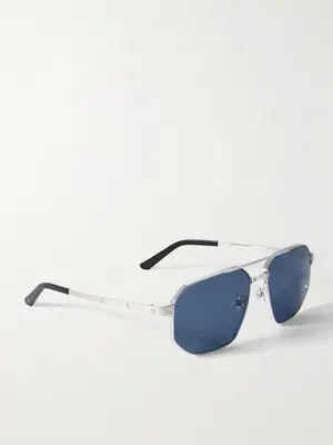 Cartier Santos De Aviator-style Sunglasses - Silver