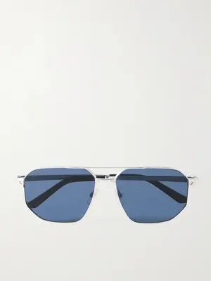 Cartier Santos De Aviator-style Sunglasses - Silver