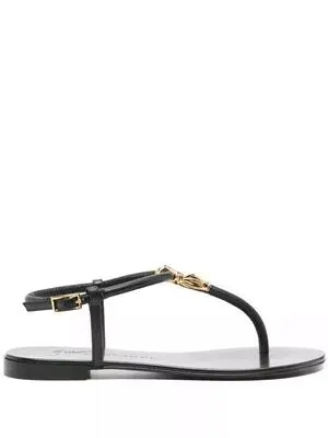 GIUSEPPE ZANOTTI Leather Thong Sandals - Black