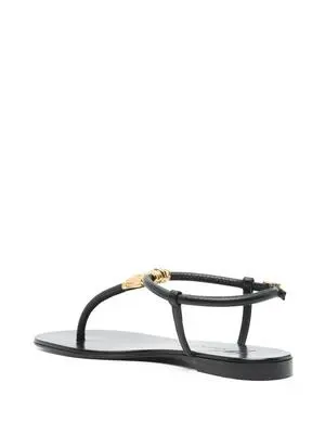 GIUSEPPE ZANOTTI Leather Thong Sandals - Black
