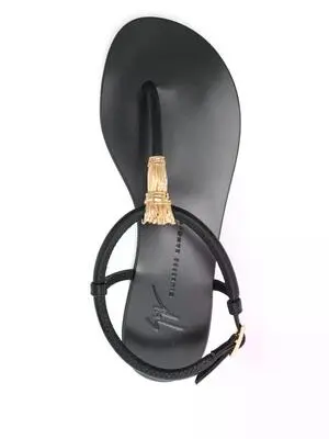 GIUSEPPE ZANOTTI Leather Thong Sandals - Black
