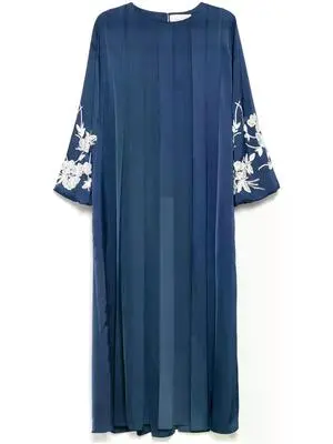 SHATHA ESSA Floral Embroidered Long Sleeve Dress - Blue
