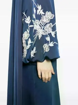 SHATHA ESSA Floral Embroidered Long Sleeve Dress