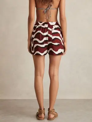 REISS Eva Wave-print Drawstring Shorts