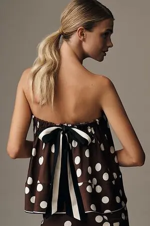 Maeve Strapless Swingy Top - Brown Dot