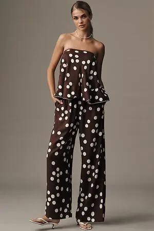 Maeve Strapless Swingy Top - Brown Dot