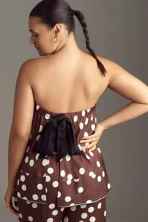 Maeve Strapless Swingy Top - Brown Dot