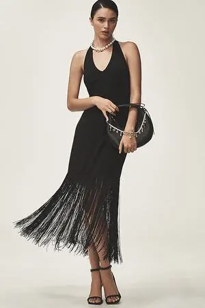 hutch ruched fringe mini dress Hutch anthropologie ruched fringe
