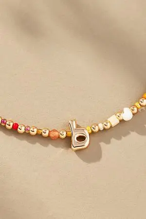Anthropologie Beaded Monogram Necklace B