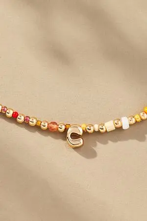 Anthropologie Beaded Monogram Necklace C