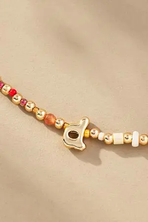 Anthropologie Beaded Monogram Necklace D