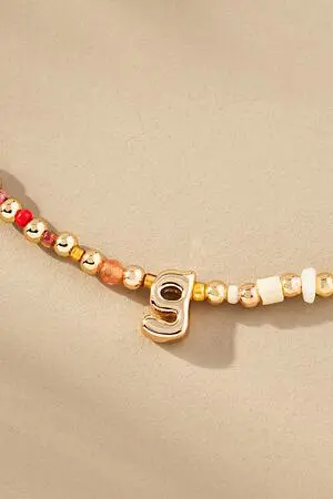 Anthropologie Beaded Monogram Necklace G