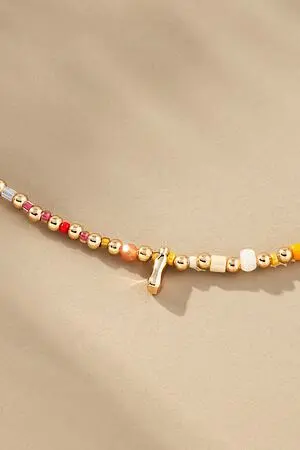 Anthropologie Beaded Monogram Necklace I