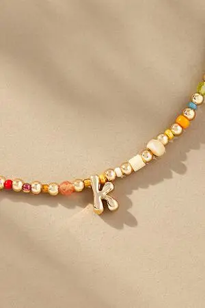 Anthropologie Beaded Monogram Necklace K