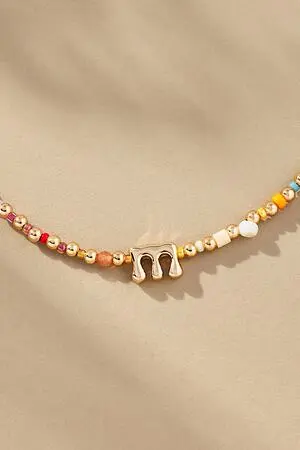 Anthropologie Beaded Monogram Necklace M