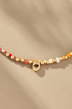 Anthropologie Beaded Monogram Necklace O