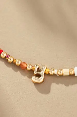 Anthropologie Beaded Monogram Necklace Y