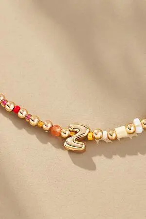 Anthropologie Beaded Monogram Necklace Z