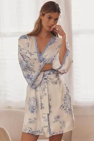 Flora Nikrooz X Bhldn Prted Showstopper Robe - Blue Floral