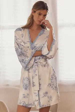 Flora Nikrooz X Bhldn Prted Showstopper Robe Blue