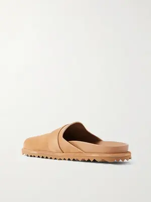 JIMMY CHOO Fayence Faux Pearl-embellished Suede Mules - Brown