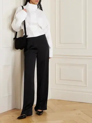 JIL SANDER Crepe De Chine Wide-leg Pants - Black