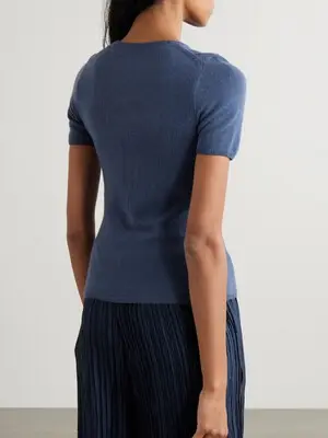 JOSEPH Pointelle-trimmed Cashmere T-shirt