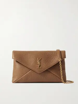 Saint Laurent Cassandre Mini Textured-leather Shoulder Bag - Brown