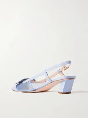 ROGER VIVIER Belle Vivier Patent-leather And Mesh Slingback Pumps - Blue
