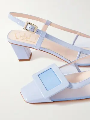 ROGER VIVIER Belle Vivier Patent-leather And Mesh Slingback Pumps - Blue