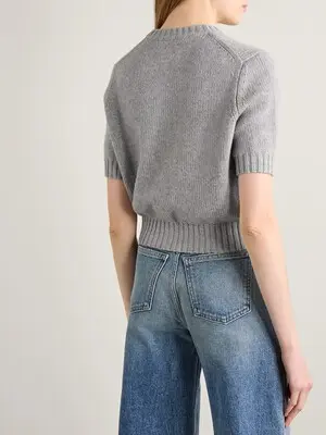 Khaite Nora Cropped Cashmere Cardigan - Gray