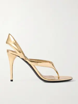 Alaia Gold Tone Sandals For Women