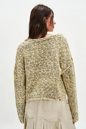 Free People Firefly Pullover - Grey Lemon Combo