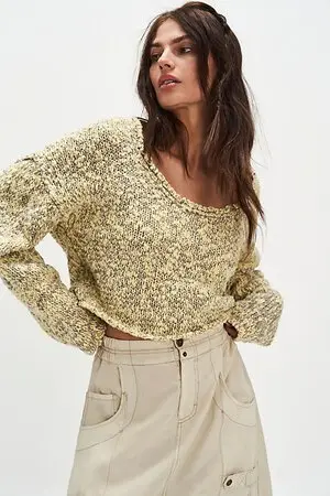 Free People Firefly Pullover - Grey Lemon Combo
