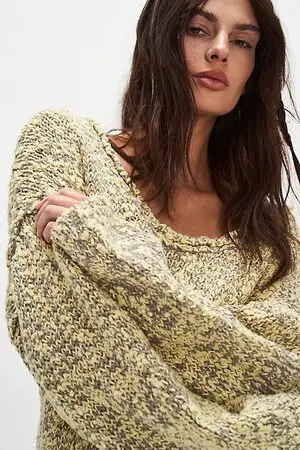 Free People Firefly Pullover - Grey Lemon Combo