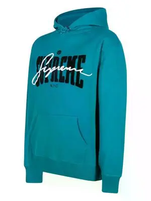 Supreme Ss 22 Dark Teal Chenille-embroidered Hoodie