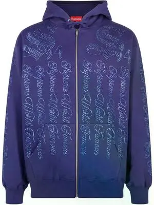 Supreme Ss 22 Washed Navy Zip-up Hoodie - Blue