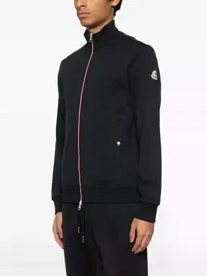 Moncler Tricolour-trim Cotton Sweater - Blue
