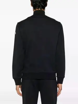 Moncler Tricolour-trim Cotton Sweater - Blue