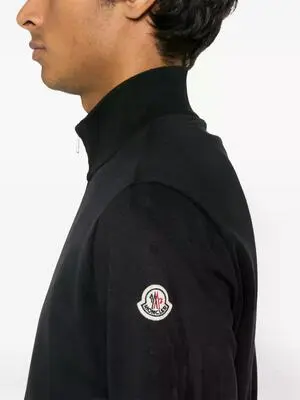 Moncler Tricolour-trim Cotton Sweater - Blue