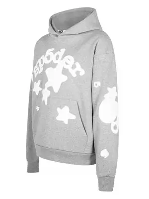 SP5DER Hoodie With Star Print - Grey