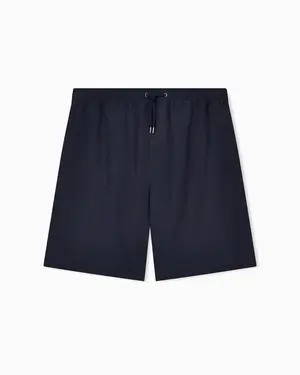 Giorgio Armani Linen Canvas Bermuda Shorts - Blue